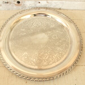 Vintage Oneida Silver Plate 14" Round Embossed Serving Tray - Mid ...