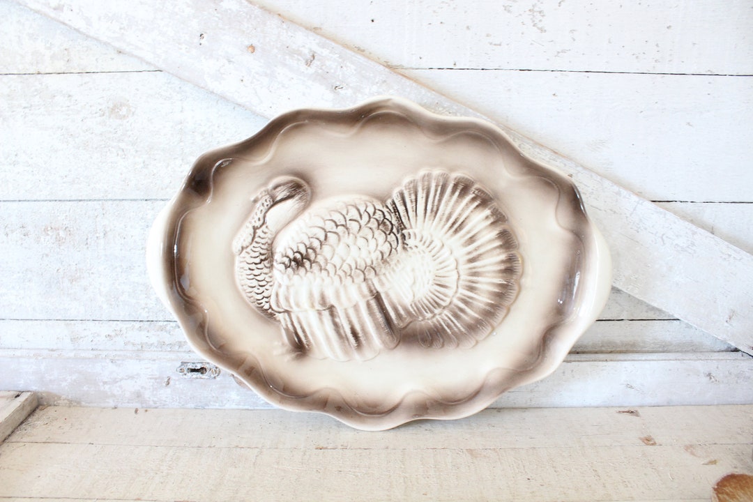 Vintage Turkey Platter - Large Traditional Turkey Platter W/ Brown ...