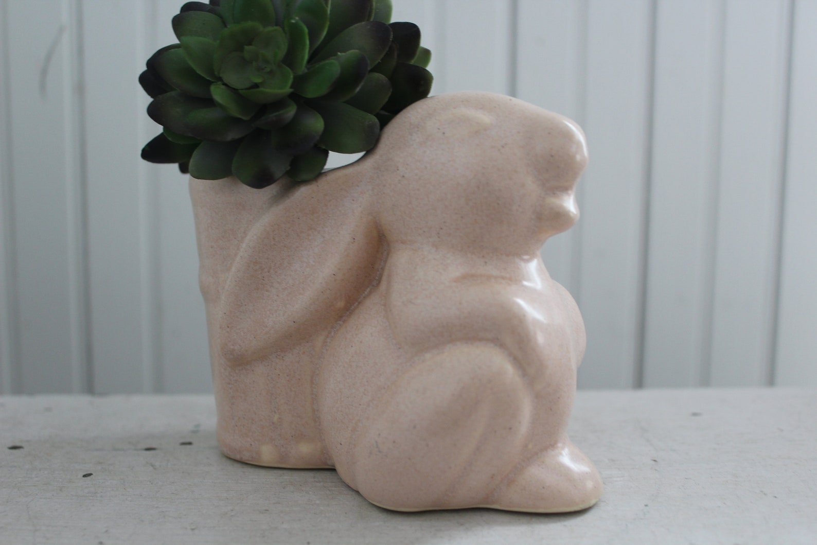 Vintage Ceramic Pottery Rabbit Bunny Planter Beige Pottery - Etsy