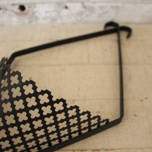 Vintage Black Metal Mesh Wall Basket - Mid Century Modern Front Door ...