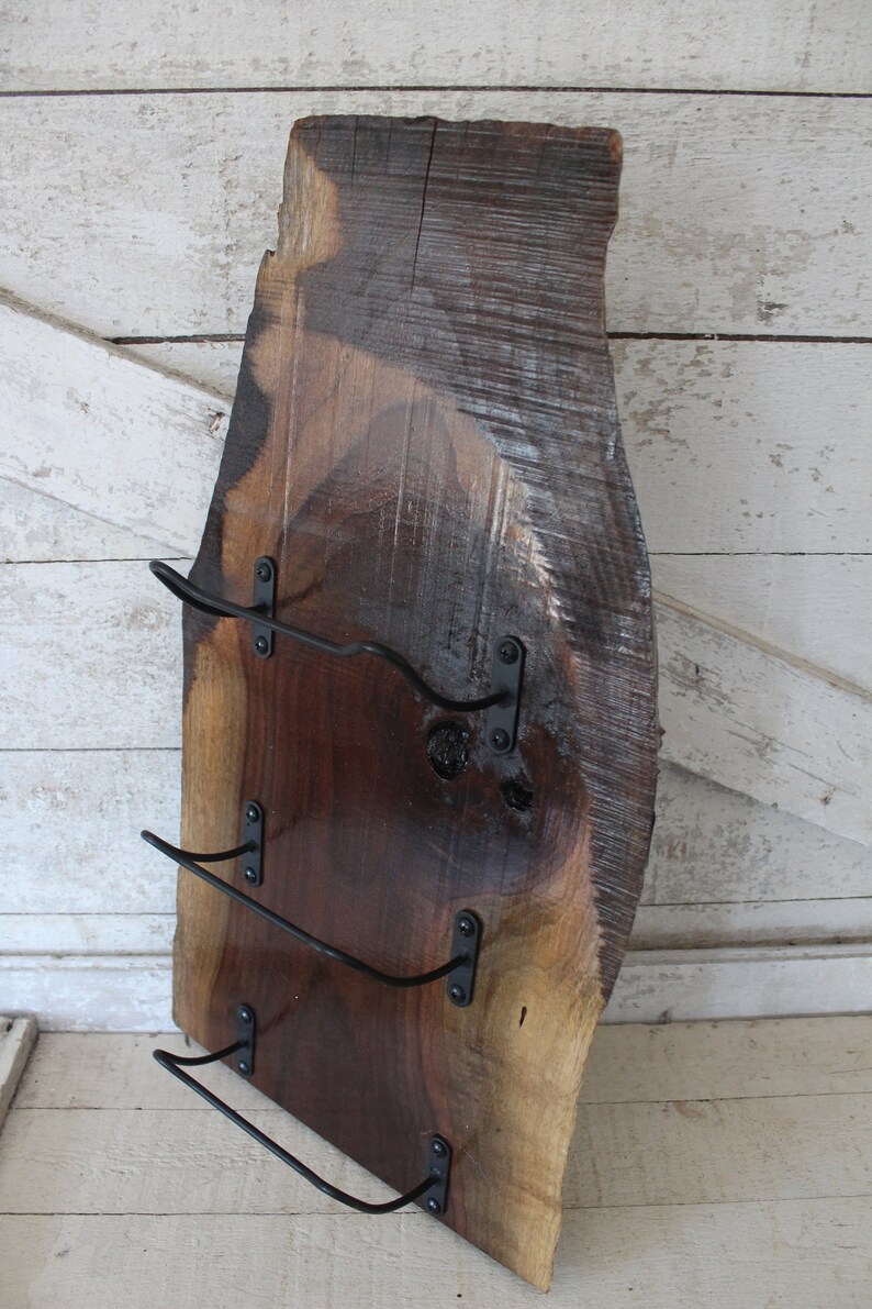 Vintage Live Edge Wood Slab Wine Rack Industrial Wine Bottle - Etsy