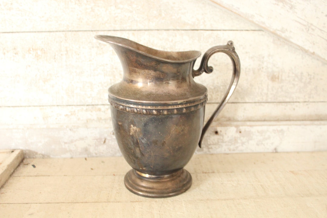 Vintage Aged Silver Water Pitcher - Silver Pitcher - Rogers & Bro 1717 ...