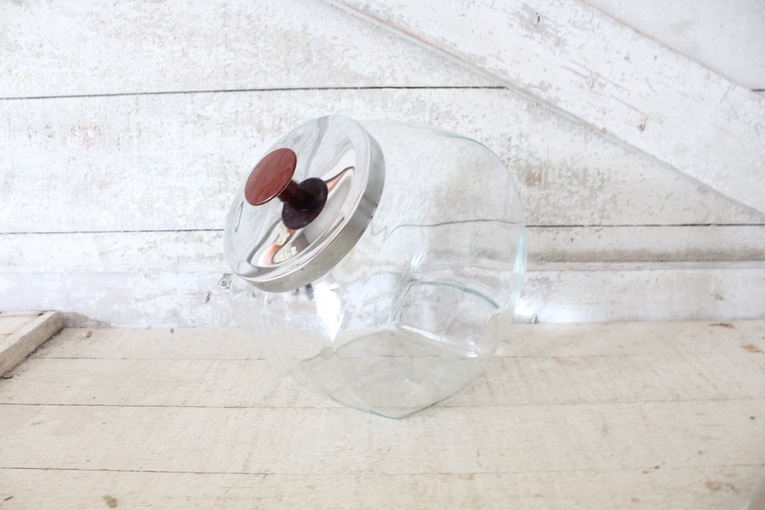 Vintage Slant General Store Counter Candy Jar W/stainless Cover - 1950s ...