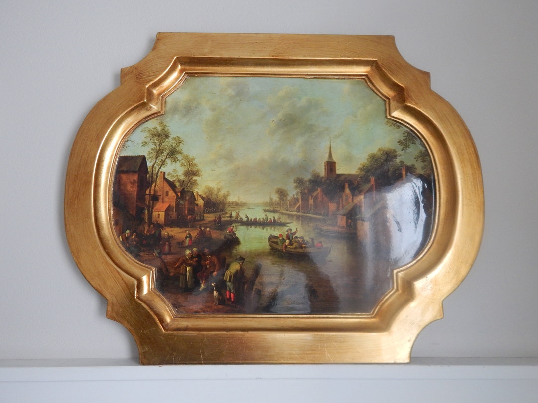 Vintage Italian Florentine Gold Gilt Serving Tray With Artwork Made in ...