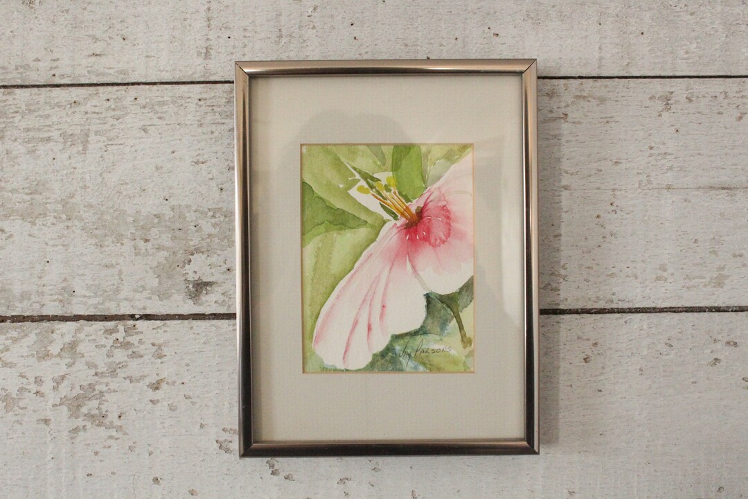 Vintage Hibiscus Watercolor by Jay Parsons - Signed Watercolor Painting ...