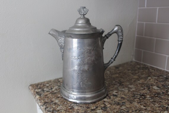 Antique Victorian Coffee Pot Heavily Etched Triple Plate | Etsy