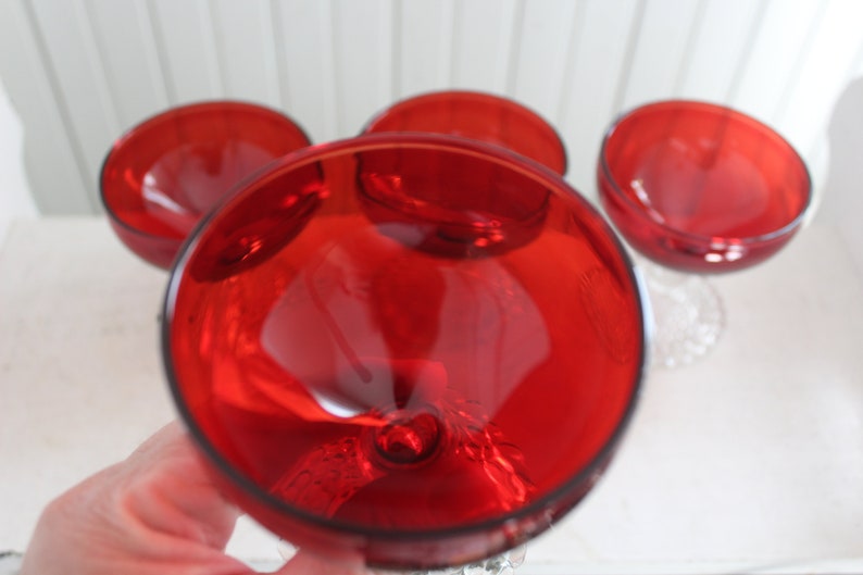 Vintage Ruby Red Boopie Bubble Glasses Goblets Cordial | Etsy