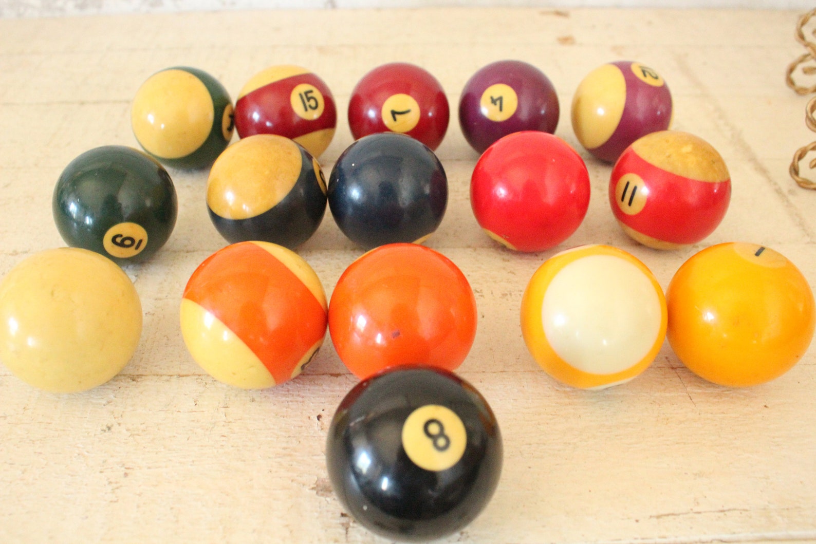 Vintage Billiard Ball Set - Mid Century Bakelite Pool Balls - Complete ...