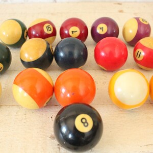 Vintage Billiard Ball Set - Mid Century Bakelite Pool Balls - Complete ...