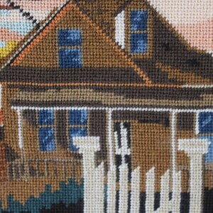 Vintage 1970s Needlepoint Scene - Lg Framed Mid Century Needlepoint ...