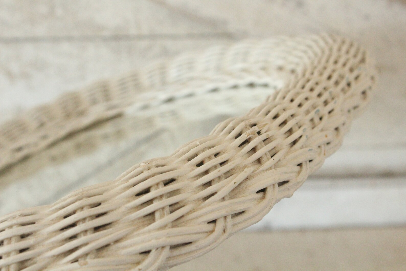 Vintage White Wicker Mirror - 1970s White Wicker Hall, Bedroom, Bath ...