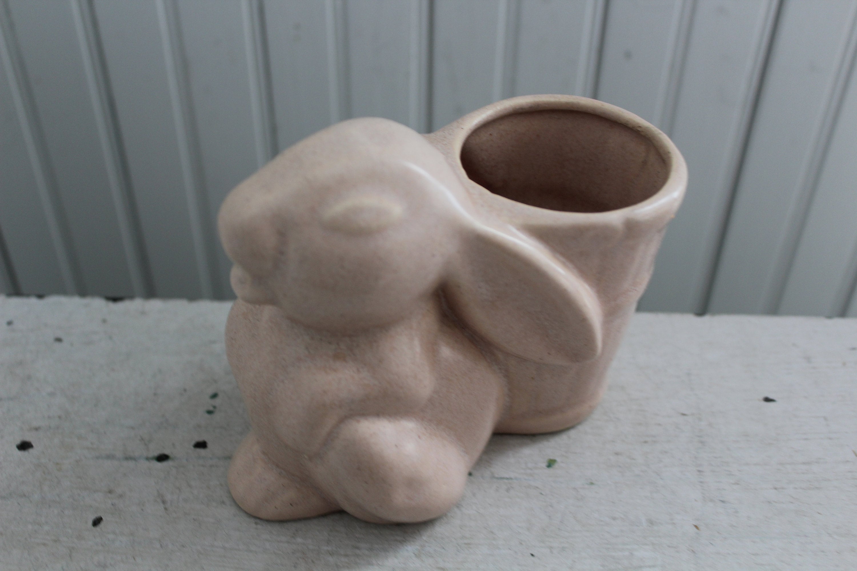 Vintage Ceramic Pottery Rabbit Bunny Planter Beige Pottery | Etsy