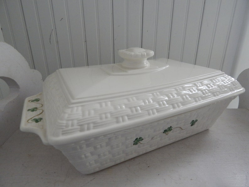 Belleek Covered White Shamrock Casserole Dish Belleek | Etsy