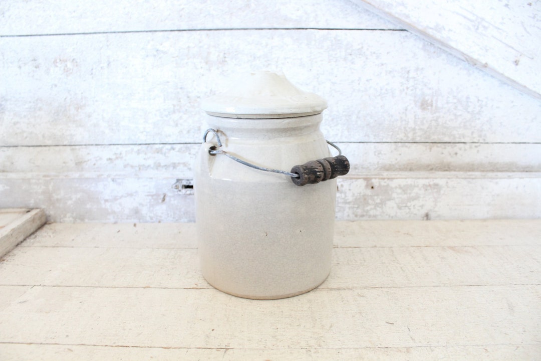 Vintage Weir Stoneware Canning Jar With Wire Handle - Stoneware Jar ...