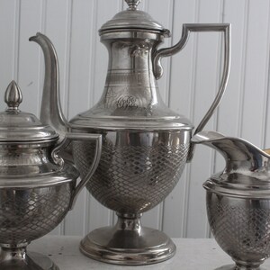 Vintage Silver-plated Coffee Pot Server, Covered Sugar Bowl, Creamer ...