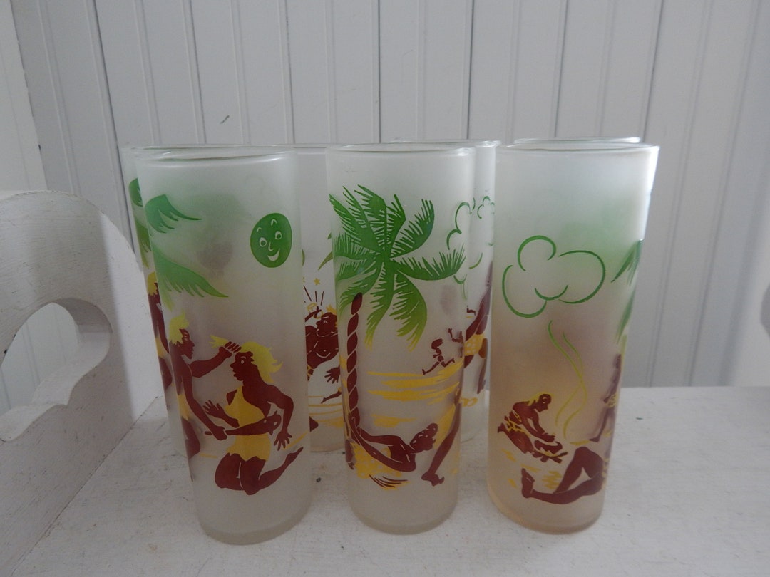 Vintage Tropical Tiki Hut Island Ice Tea / Lemonade / Tom Collins Glass ...