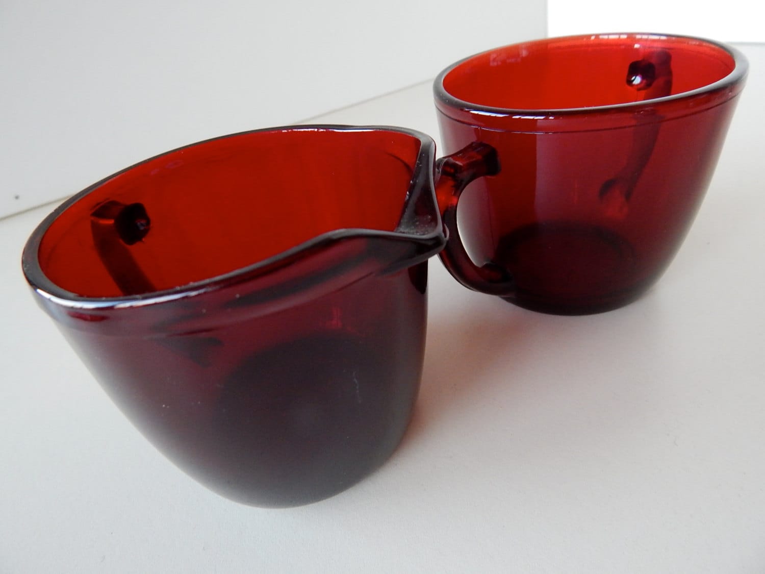 Ruby Red Depression Glass Sugar and Creamer Set Vintage - Etsy