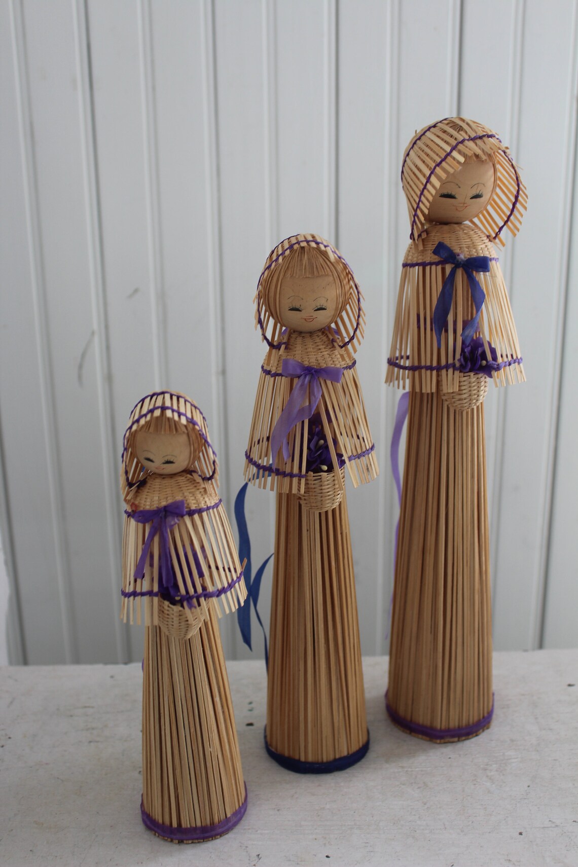 Vintage 1970s Standing Straw Dolls Folk Art Hand Crafted | Etsy