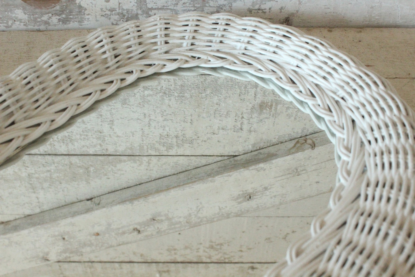Vintage White Wicker Mirror - 1970s White Wicker Hall, Bedroom, Bath ...