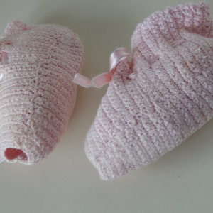 Hand Crochet Pink Baby Girl Infant Booties - 1960's Vintage Baby ...