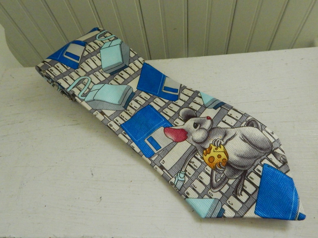 Computer Geek Novelty mouse Men's Necktie Vintage 1980s Computer Tie ...