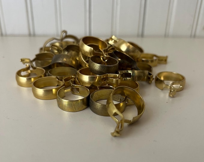 Vintage Round 1" Brass Curtain Clip Rings - Pinch Rings for Cafe ...