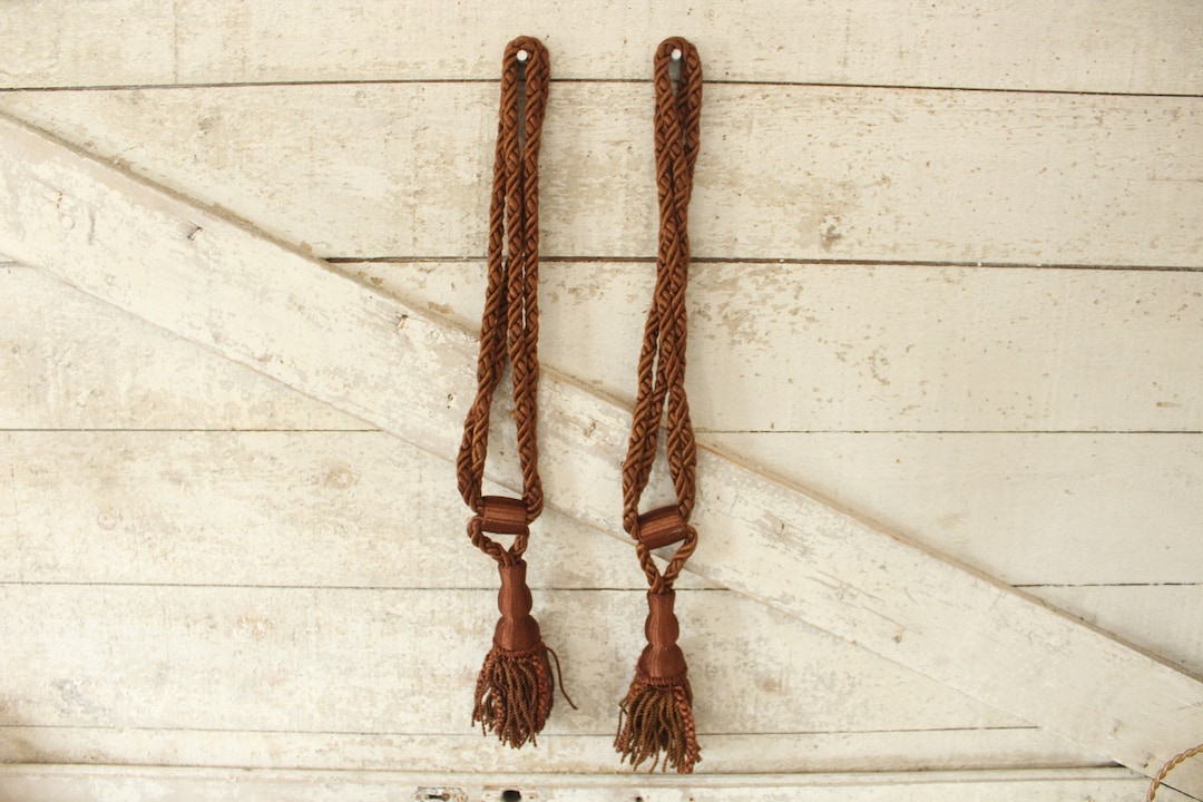 Vintage Set of Curtain Tie-back Cords With Tassels - Chocolate Brown ...