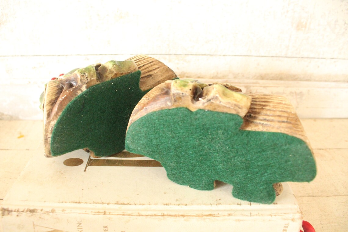 Vintage Chalkware Log & Ivy Bookends 1940s Chalkware - Etsy
