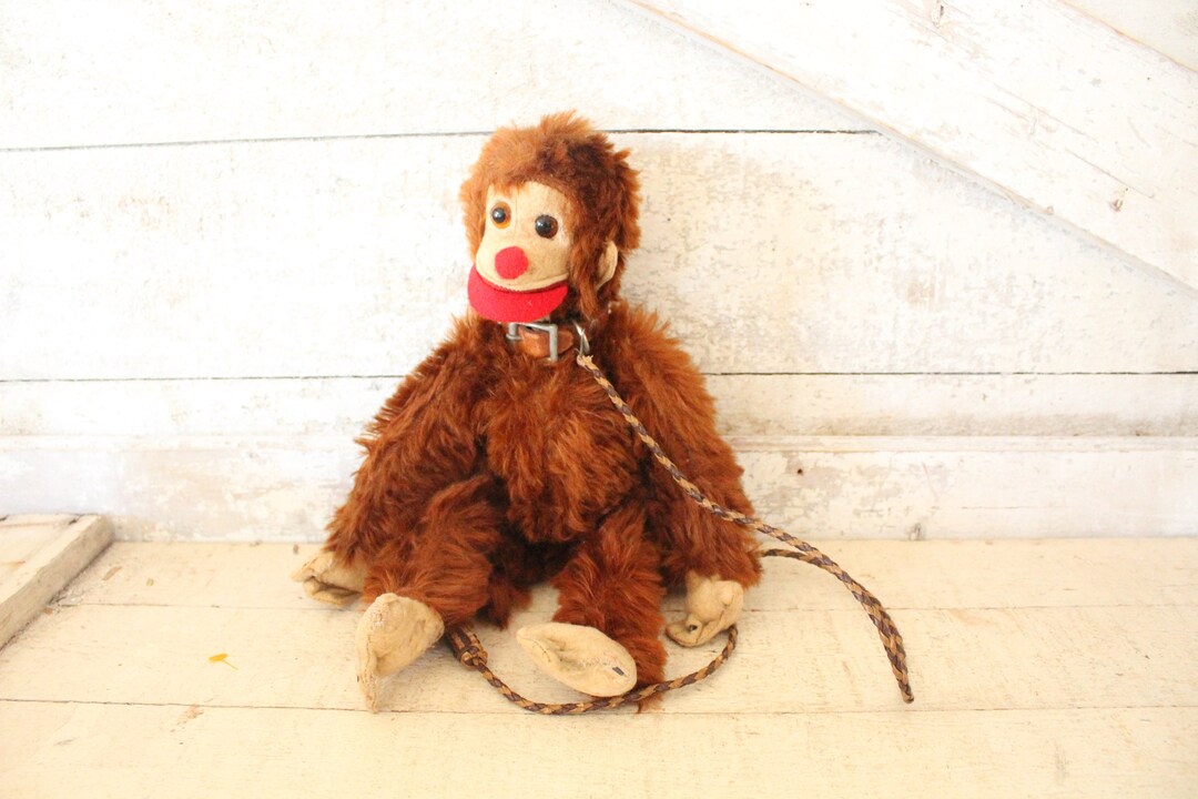 Vintage Schuco Mohair German Monkey With Leather Collar & - Etsy