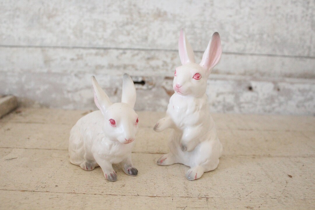 Vintage Porcelain Rabbit Figurines - Ceramic Porcelain Rabbits, OIG ...