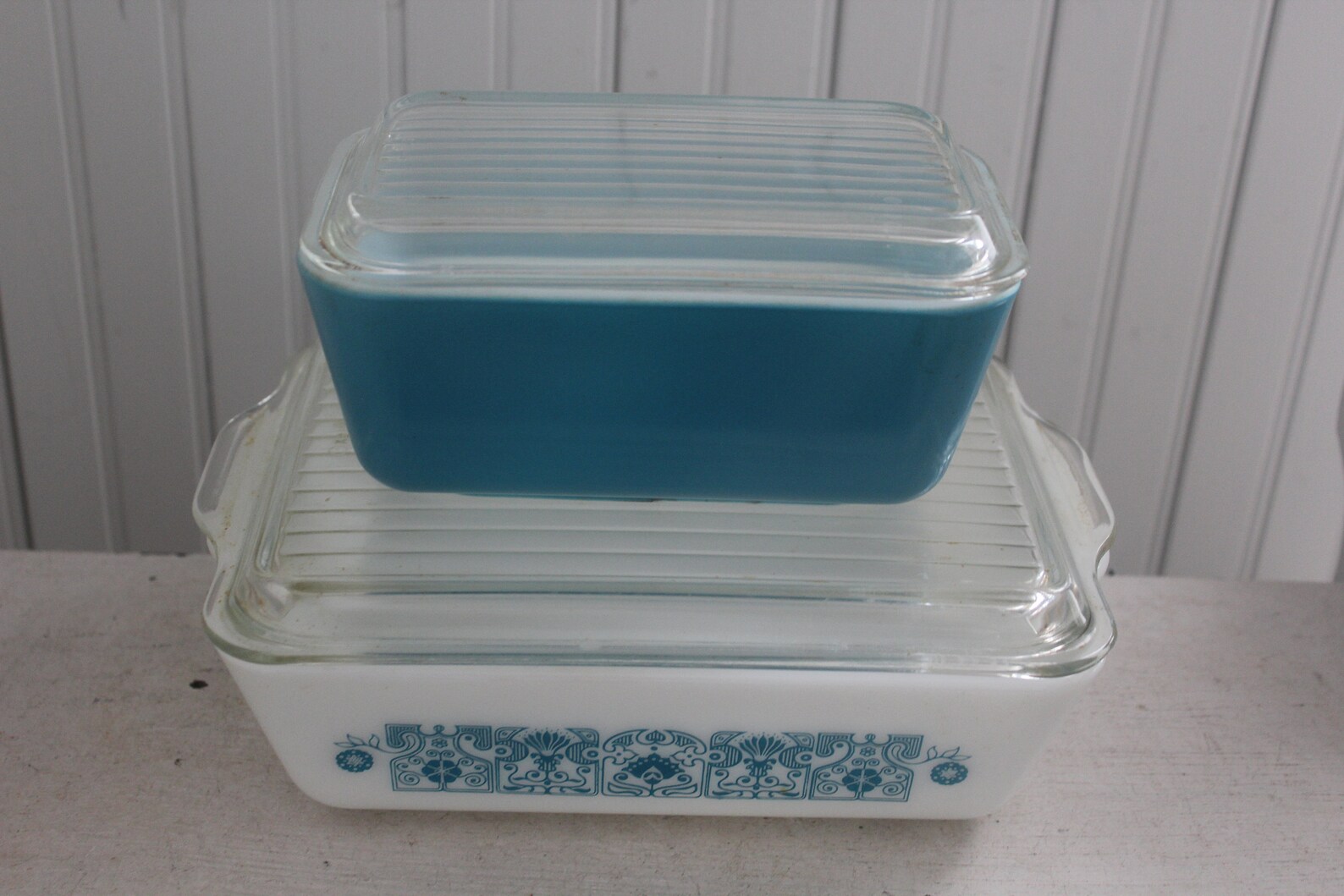 Vintage Heritage Blue Refrigerator Storage Dishes W/ribbed - Etsy