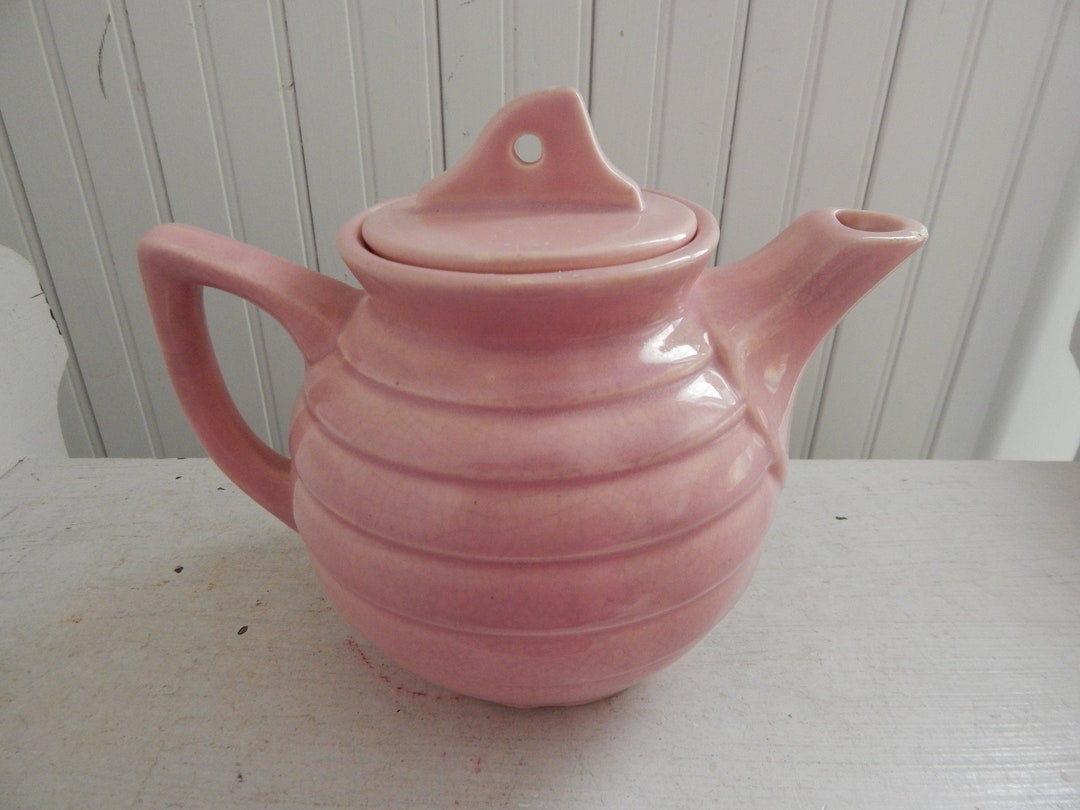 Small Rose Pink Pottery Teapot - Luscious 1930s / 1940s Pink Beehive ...