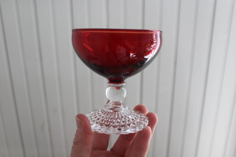 Vintage Ruby Red Boopie Bubble Glasses Goblets Cordial | Etsy