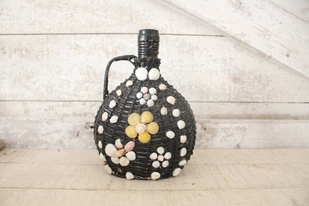 Vintage Demijohn Wicker / Rattan Wrapped Glass Bottle - Wicker Wrapped ...