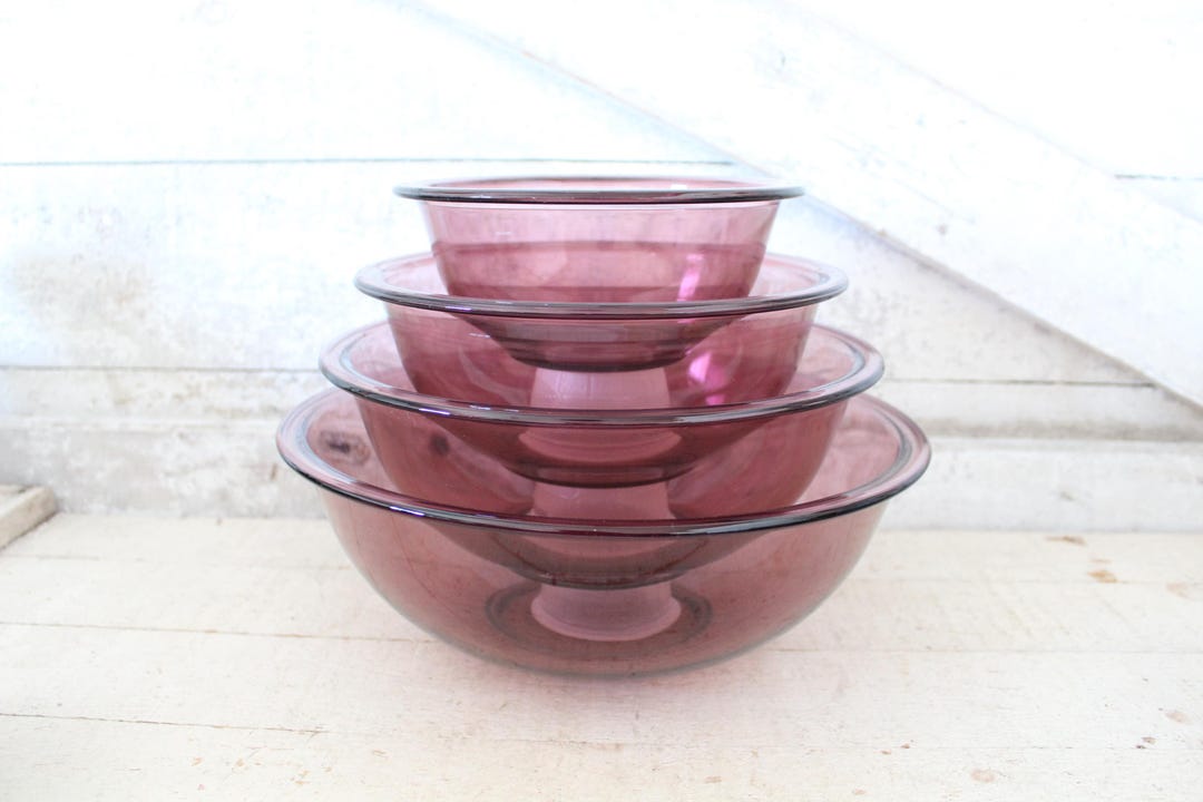 Vintage Cranberry Pyrex Mixing Bowl Set - Set of Four Pyrex Bowls, #322 ...