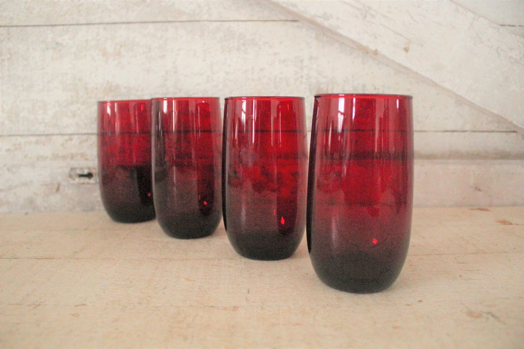 Vintage Ruby Red Cranberry Glass Tumbler - Red Glass Bar Ware ...