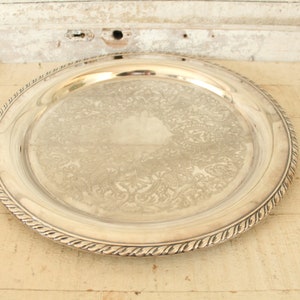 Vintage Oneida Silver Plate 14" Round Embossed Serving Tray - Mid ...