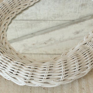 Vintage White Wicker Mirror - 1970s White Wicker Hall, Bedroom, Bath ...