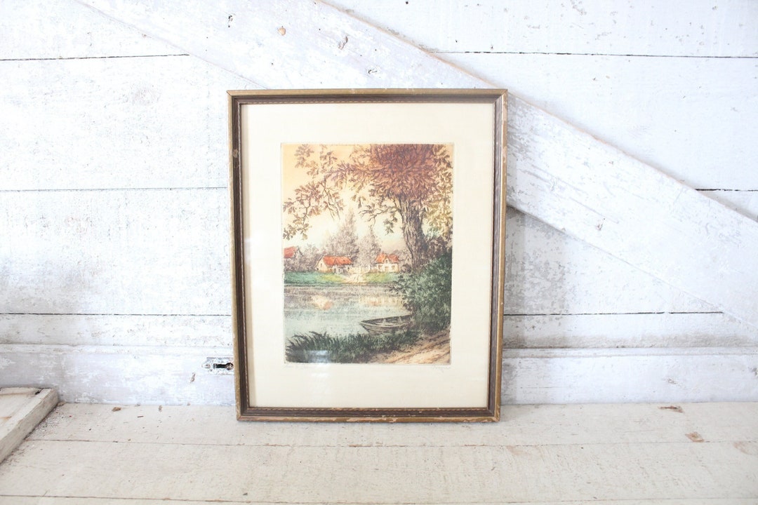 Vintage "on the Eure" Original French Etching - C1936 Original Etching ...