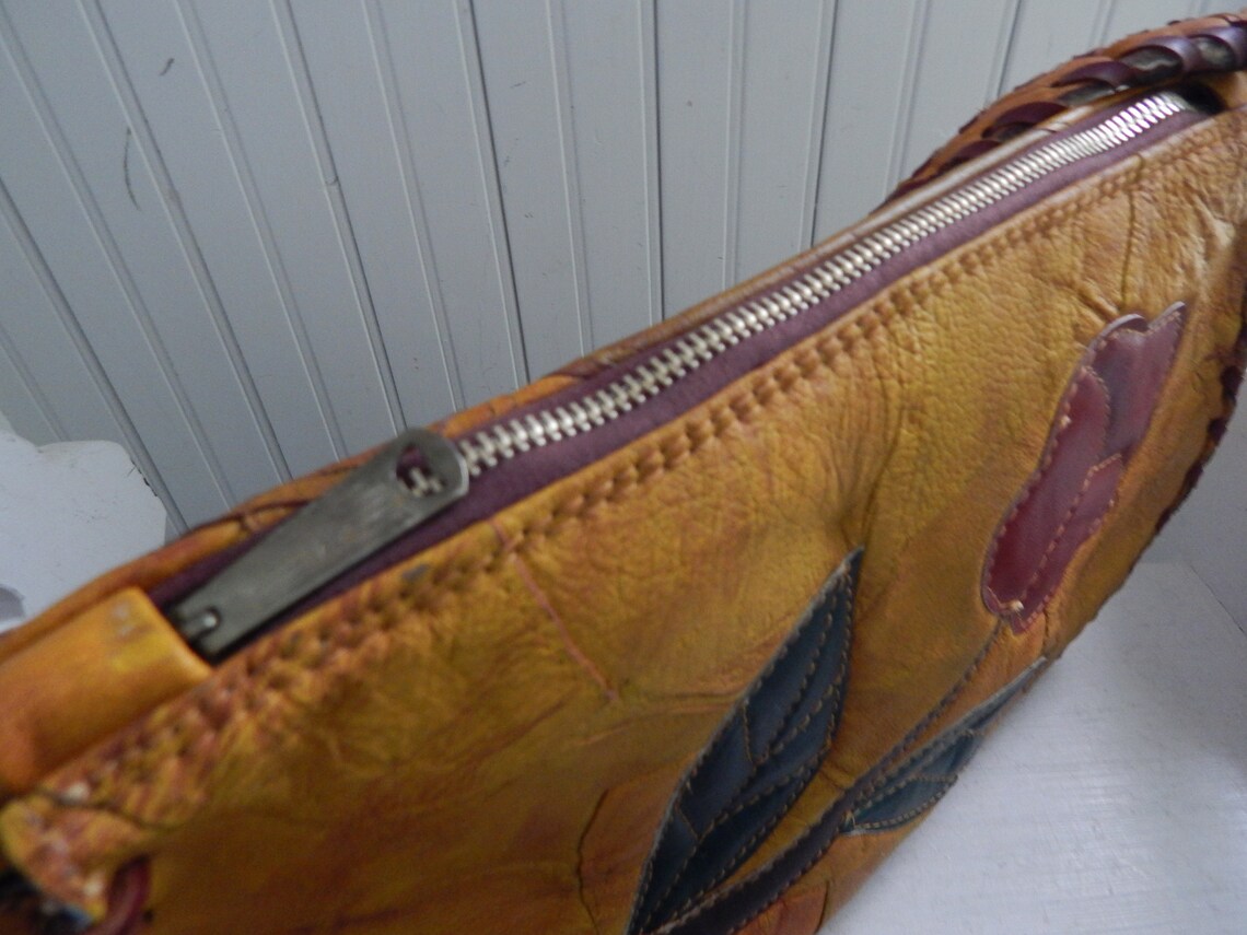 Vintage Patch Leather Purse Leather Whip-Stitched Strap | Etsy