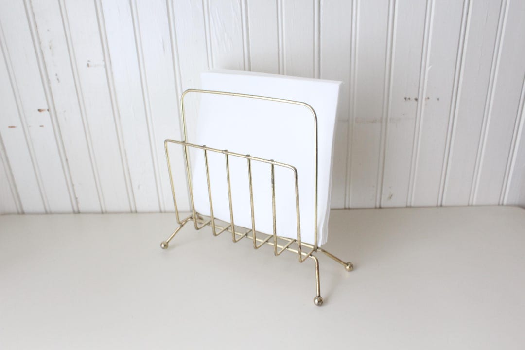 Vintage Brass Wire Note Letter Holder - Kitchen Table Napkin Holder ...