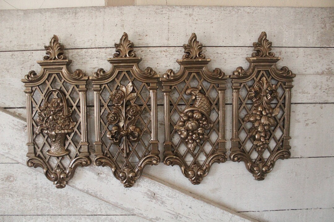 Vintage Mid Century Modern Seasonal Foliage Plaques - 1960s Syroco Art ...