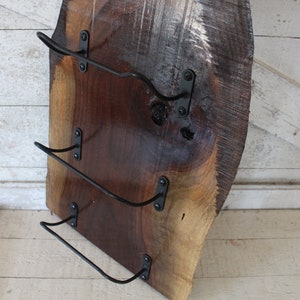 Vintage Live Edge Wood Slab Wine Rack Industrial Wine Bottle Holder ...