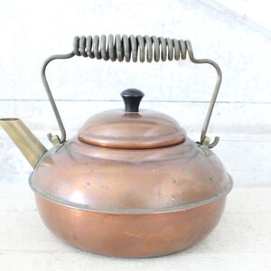 Copper Tea Kettle With Black Coil Handle and Cover Knob - Vintage 1970s ...