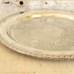 Vintage Oneida Silver Plate 14" Round Embossed Serving Tray - Mid ...