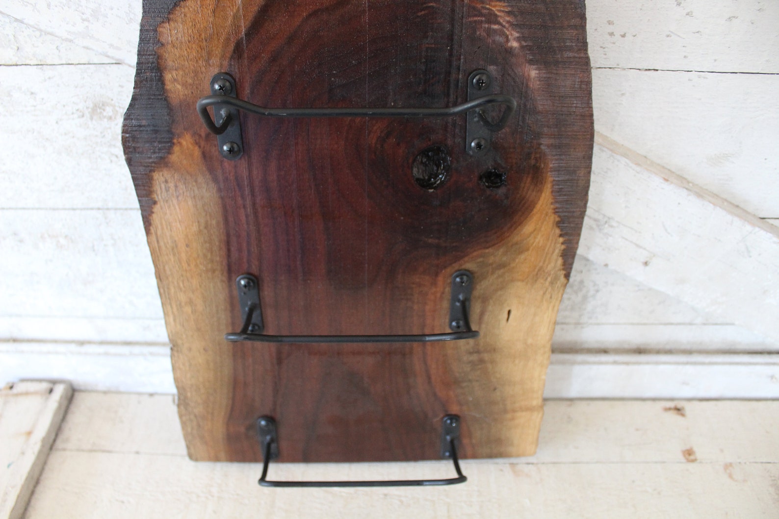 Vintage Live Edge Wood Slab Wine Rack Industrial Wine Bottle - Etsy