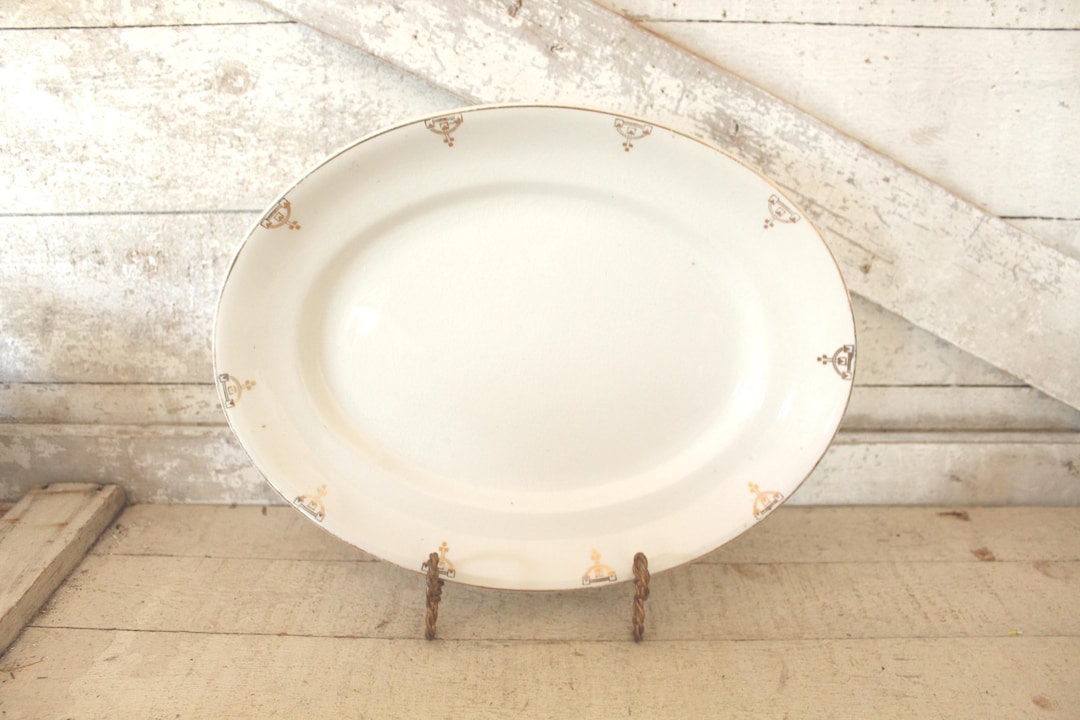 White Ironstone Oval Serving Platter - Farmhouse Country Kitchen ...