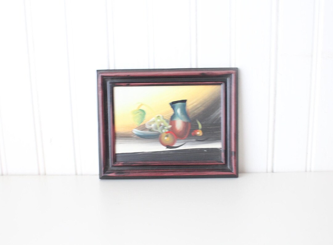 Vintage Miniature Still-life Oil Painting - Framed 1970s Miniature ...