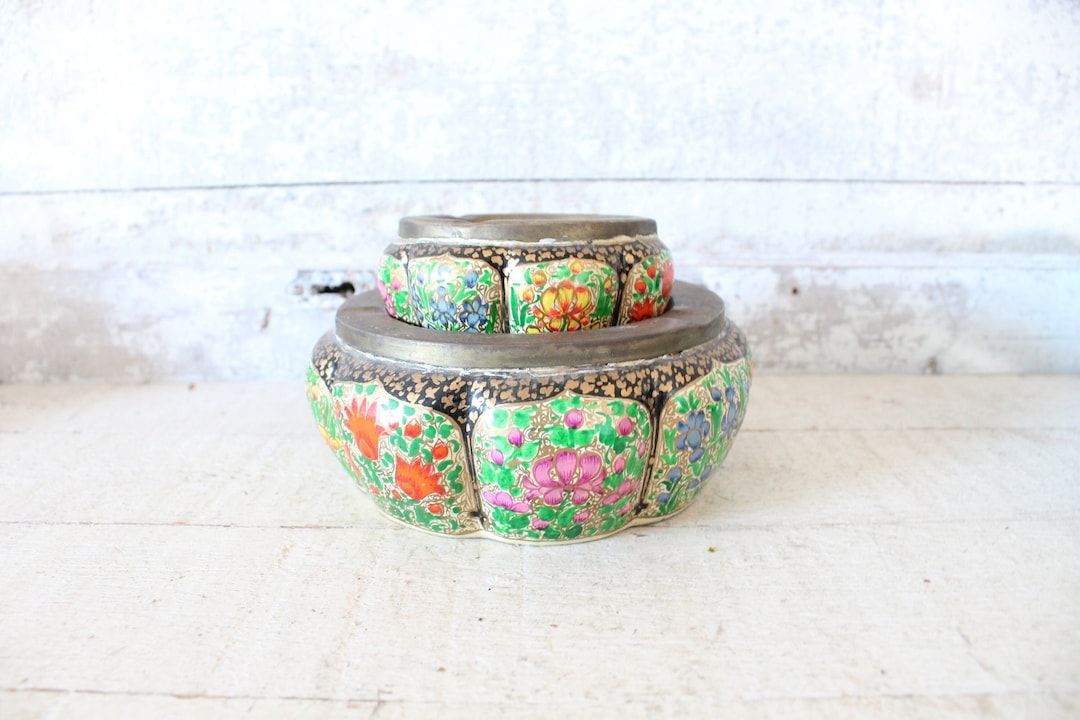 Vintage Japanese Stackable Ashtray Set Set of Two 1950s Ashtrays Asian Design Ashtray With ...