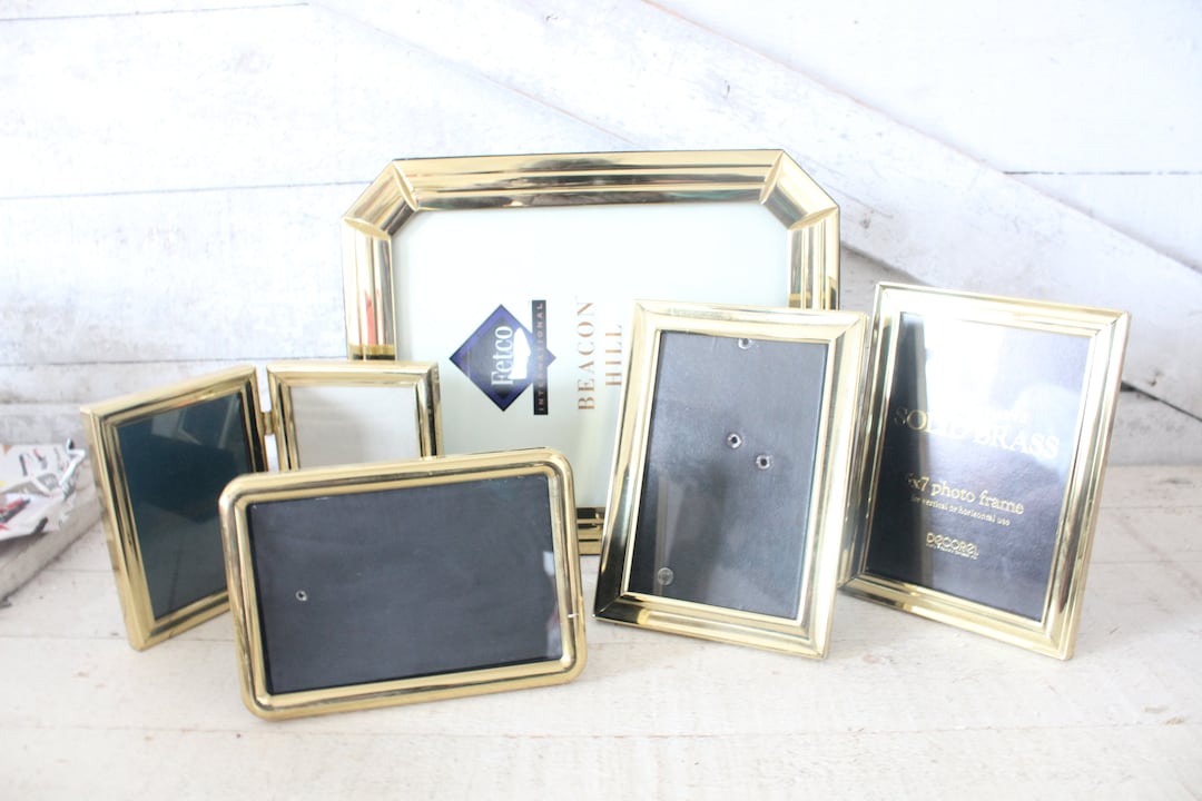 Vintage Brass Photo Frame Collection Set of Five Brass Picture Frames ...
